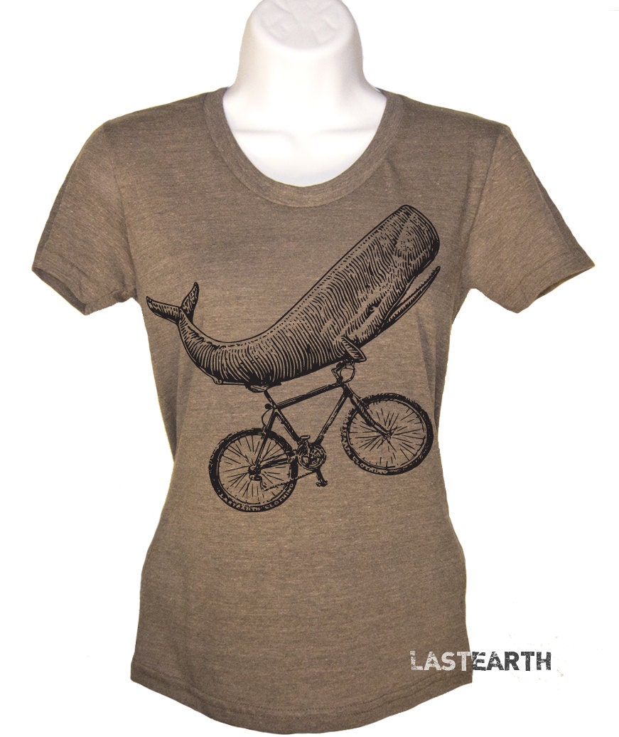 Womens Whale on A Bike Tshirt Nautical Whale Bicycle Shirt Biker Biking ...