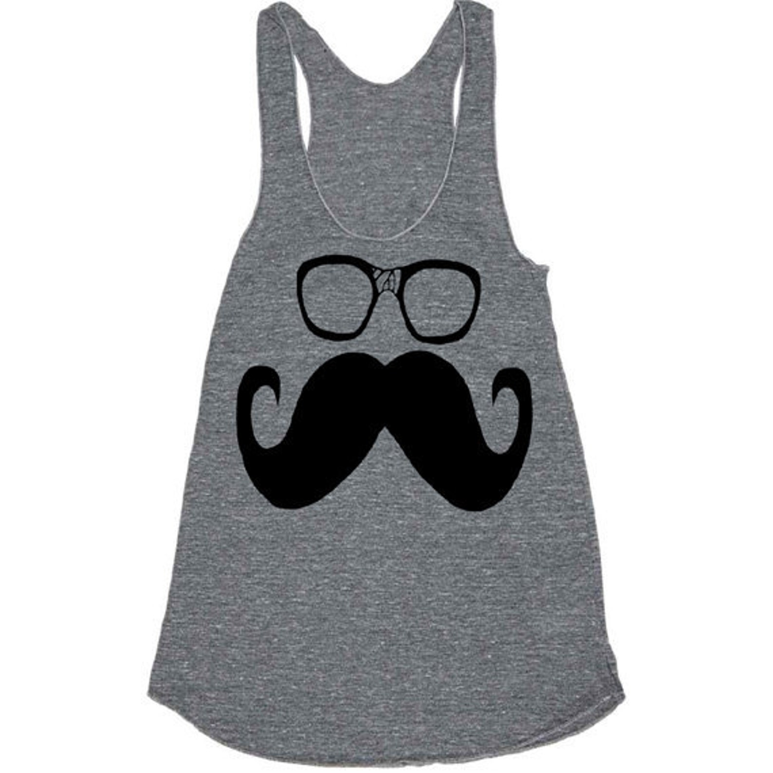 Womens Mustache and Wayfarer Glasses Racerback Tank - Workout Tank for ...
