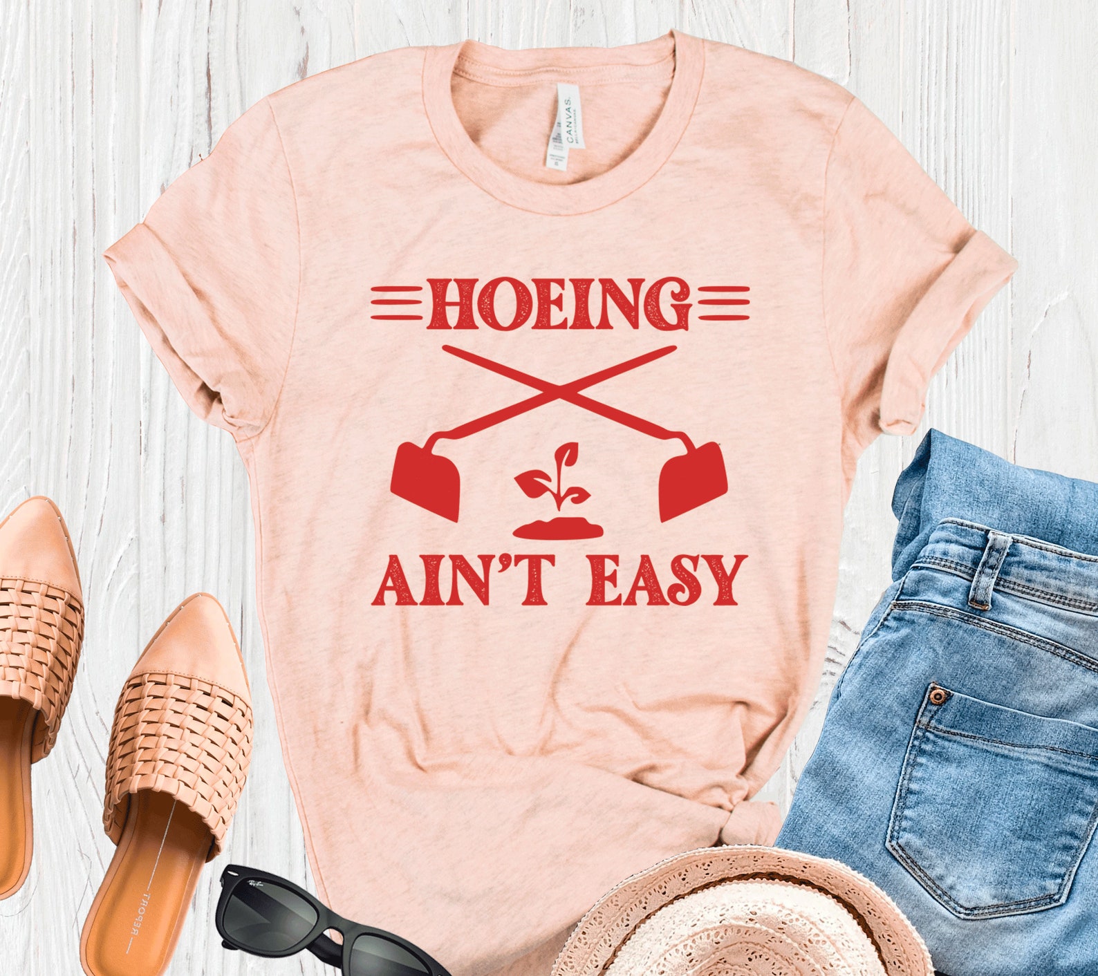 Hoeing Ain't Easy Shirt, Gardener T Shirt, Farmer T Shirt, Gift for ...