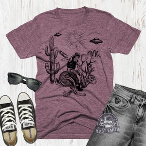 Cowboy Riding Jackalope Shirt Funny UFO Alien Shirt Roswell Shirt Mens ...