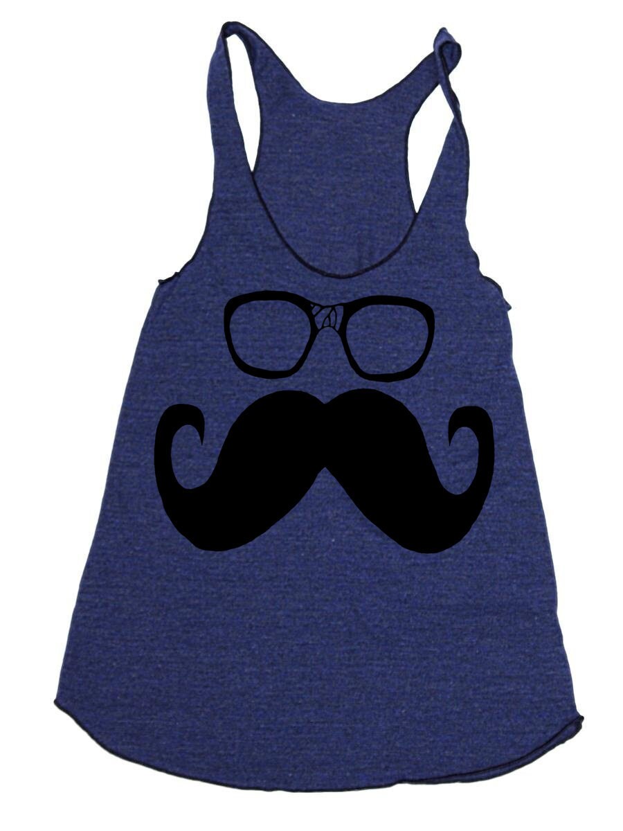 Womens Mustache and Wayfarer Glasses Racerback Tank - Workout Tank for ...