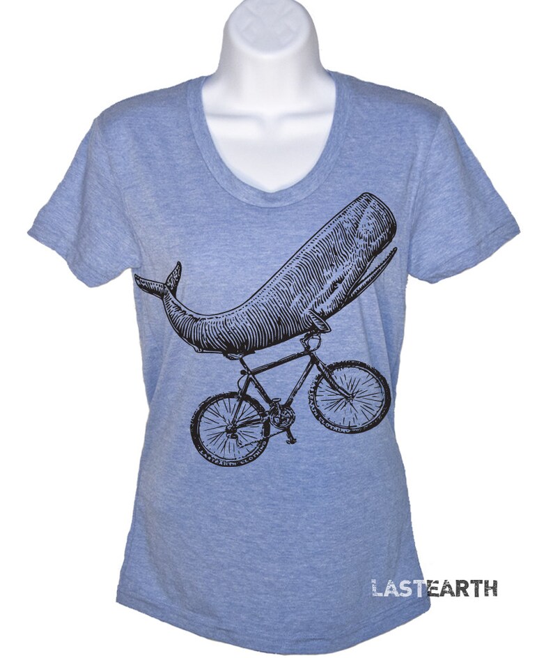Womens Whale on A Bike Tshirt Nautical Whale Bicycle Shirt Biker Biking ...