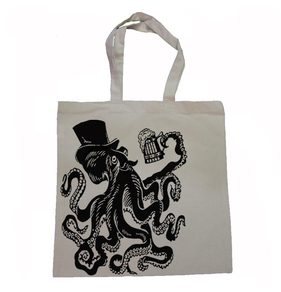 Otto the Octopus - Canvas Tote Bag - 2 Color Options - Etsy