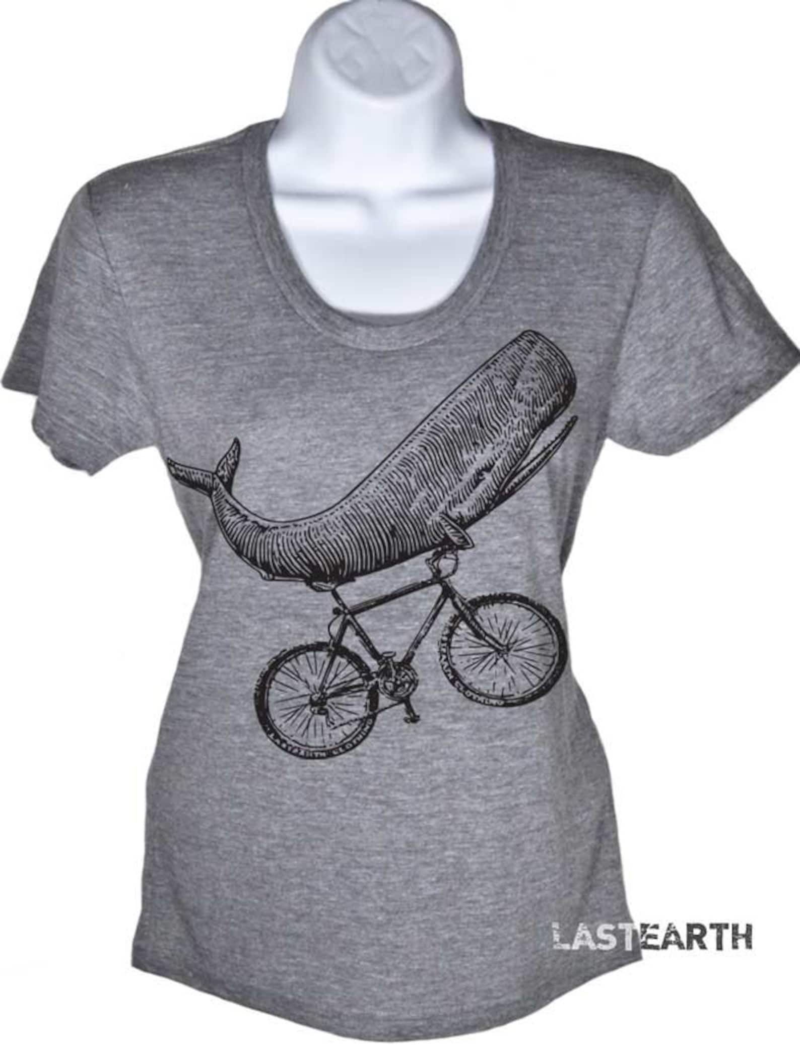 Womens Whale on A Bike Tshirt Nautical Whale Bicycle Shirt Biker Biking ...