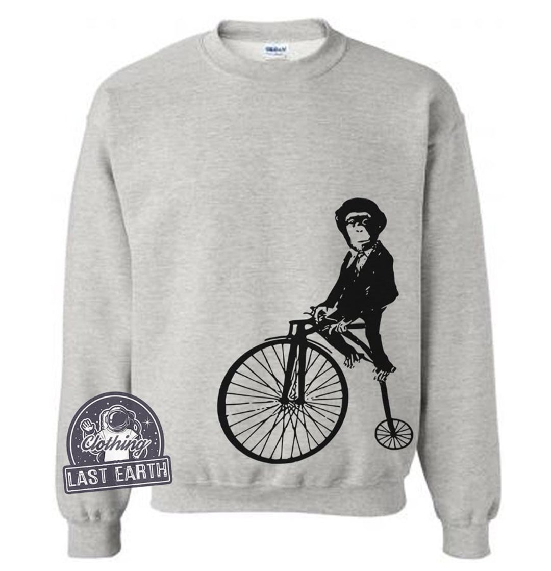 Monkey on a Bike Sweater Chimpanzee Riding a Bike Vintage Penny ...