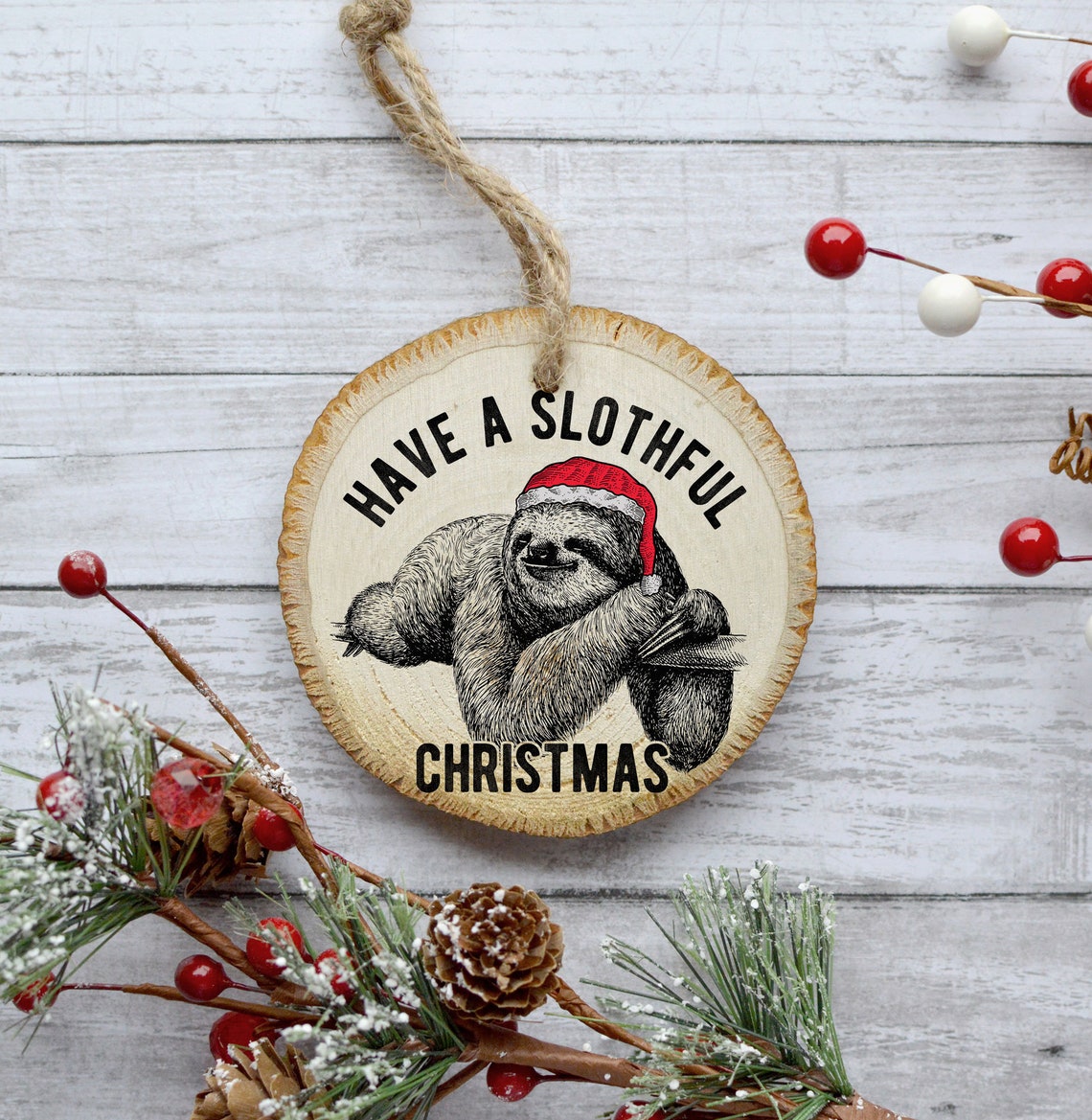 Sloth Christmas Ornament Christmas Tree Ornament Natural - Etsy