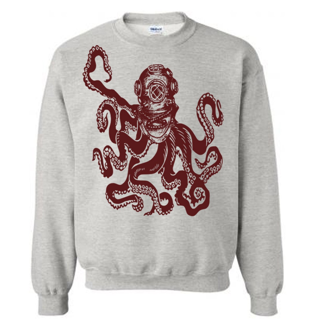Deep Sea OCTOPUS DIVER Sweater Flex Fleece Pullover Classic Sweatshirt ...