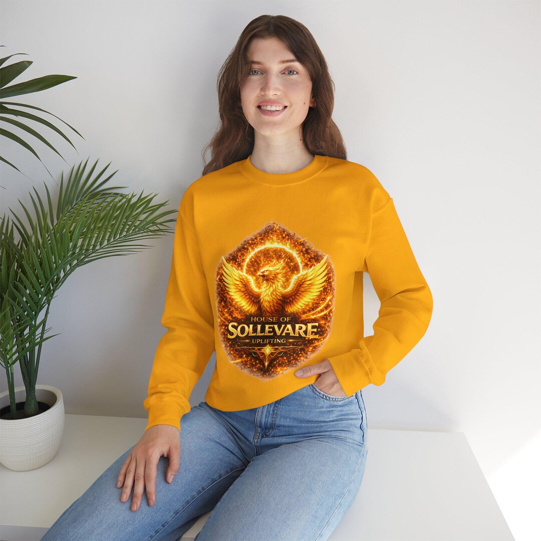 House of Sollevare Phoenix Emblem Sweatshirt | Flaming Wings Crewneck ...