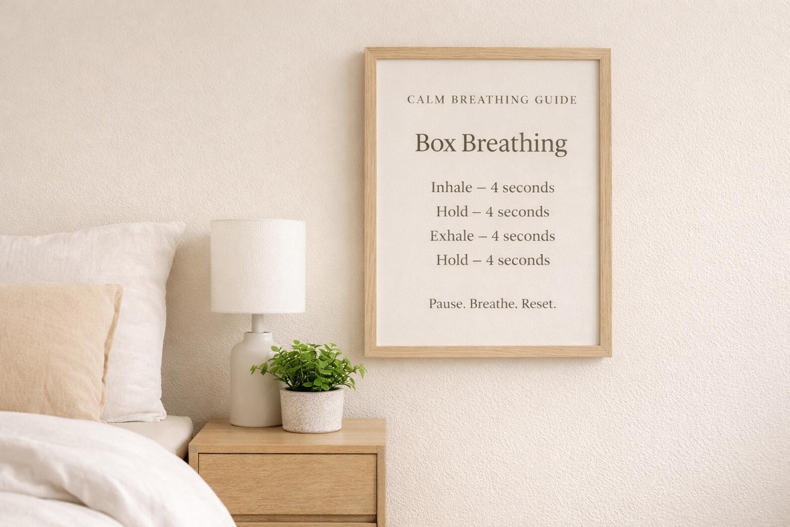 Calm Breathing Guide Printable – Box Breathing Wall Art for Anxiety ...