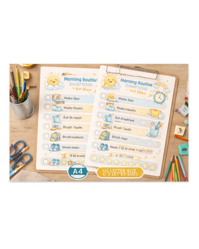 Morning Routine Chart for Kids Printable | Visual Morning Checklist for ...