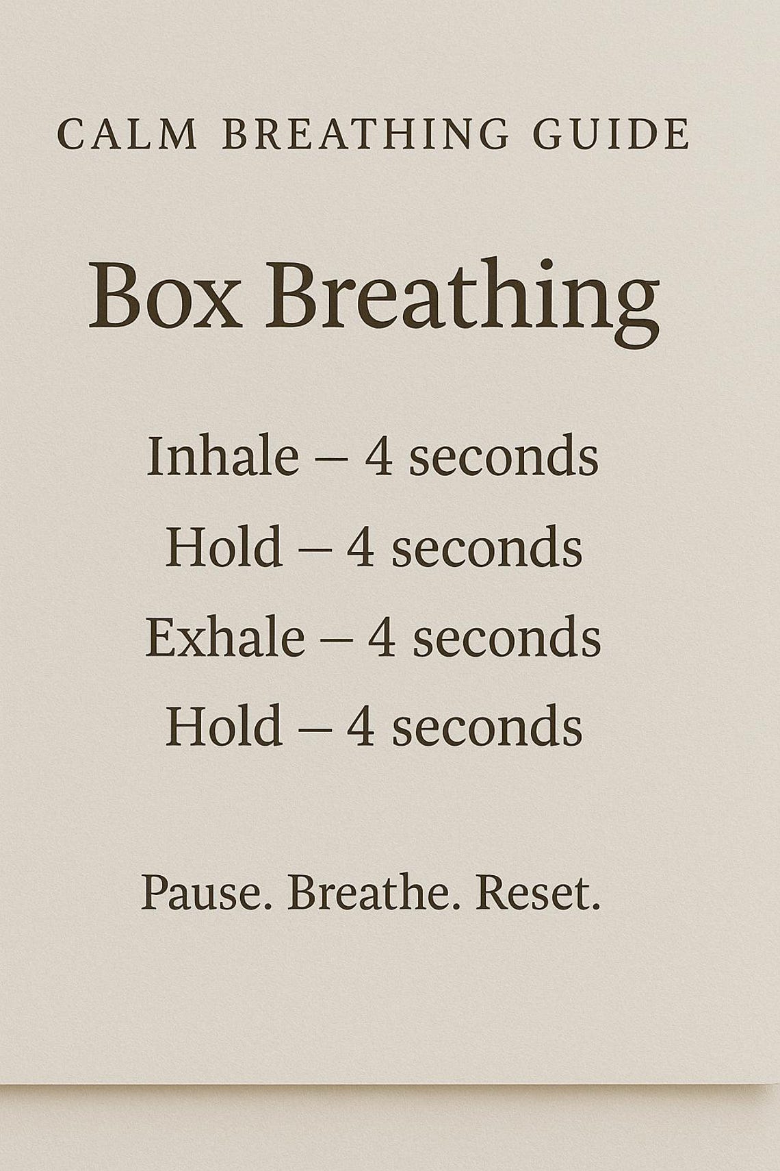 Calm Breathing Guide Printable – Box Breathing Wall Art for Anxiety ...