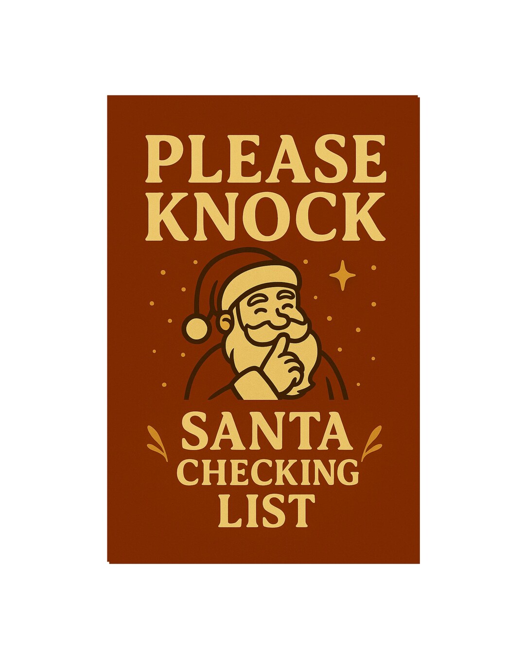 Santa Checking List Printable – Retro Christmas Door Sign (instant ...