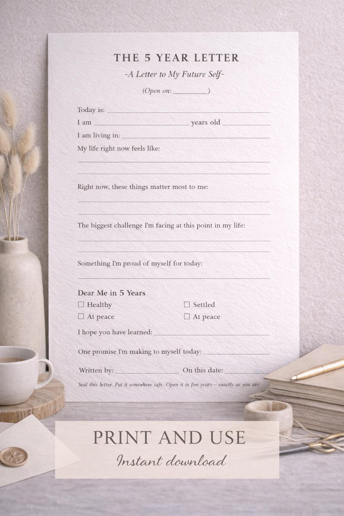 5 Year Letter to My Future Self Printable | Reflection Journal - Etsy