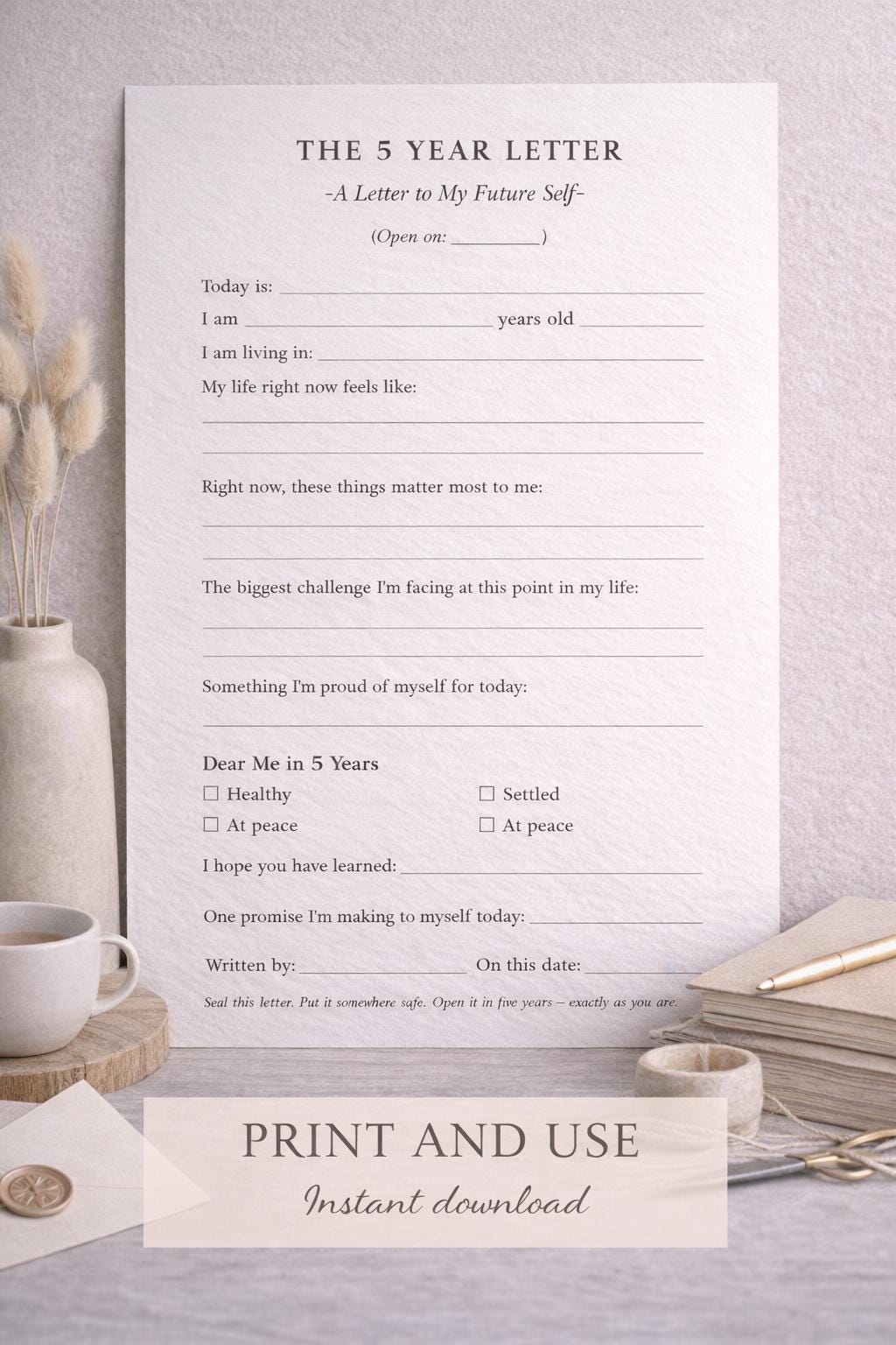 5 Year Letter to My Future Self Printable | Reflection Journal - Etsy