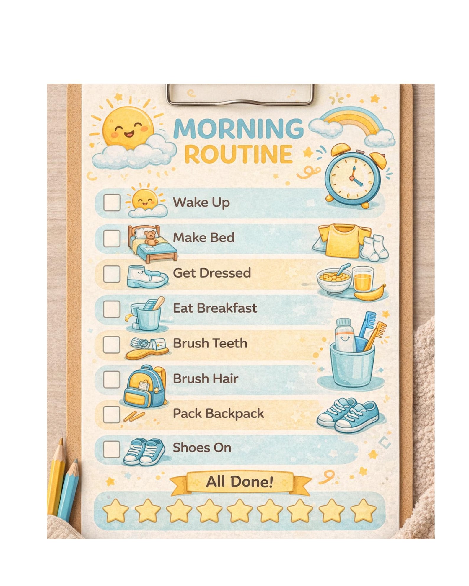 Morning Routine Chart for Kids Printable | Visual Morning Checklist for ...