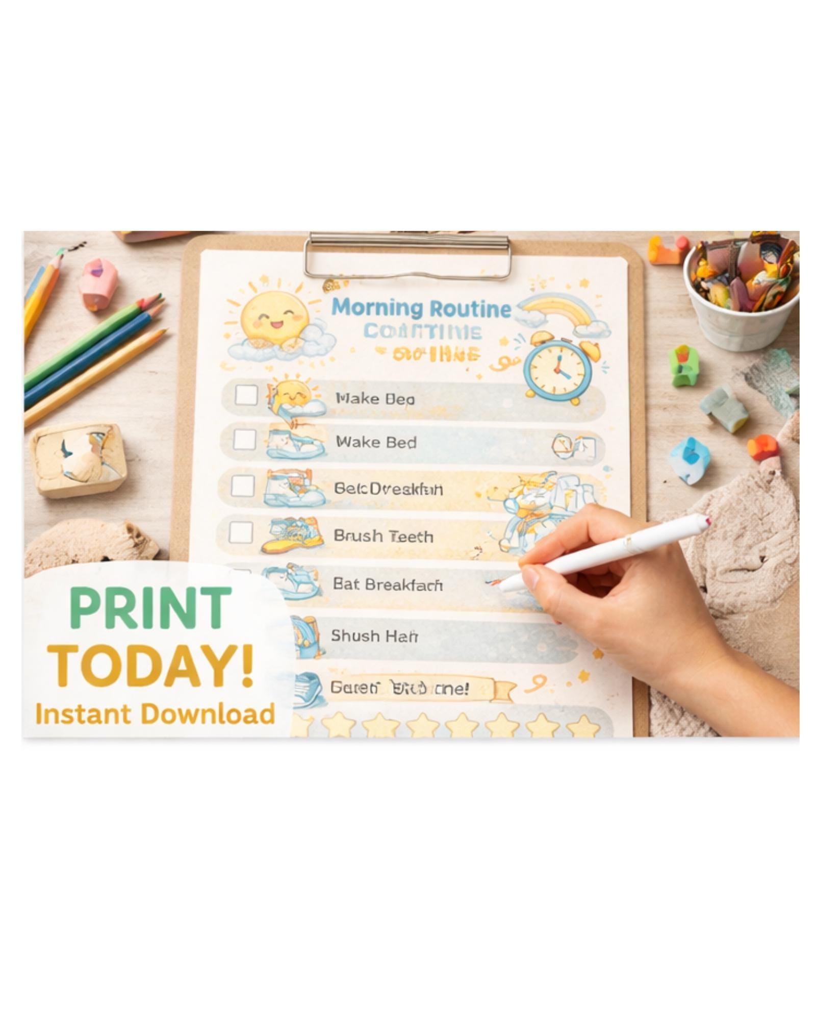 Morning Routine Chart for Kids Printable | Visual Morning Checklist for ...