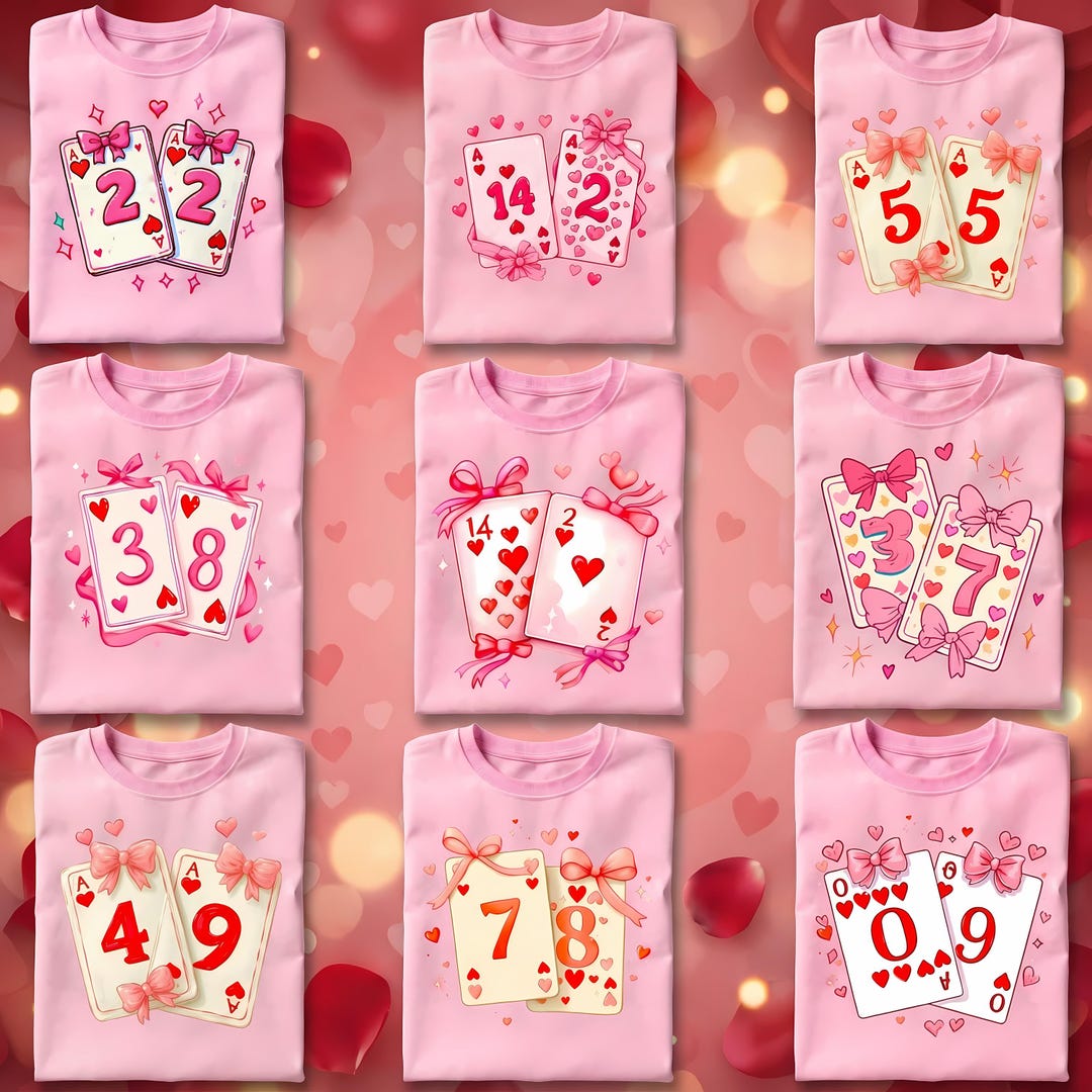 9 Romantic Valentine Playing Cards Clipart PNG Bundle – Red Hearts Love ...