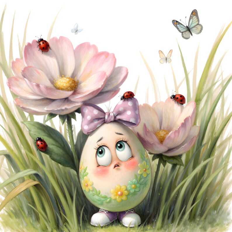 30 Funny Cute Easter Eggs Clipart PNG – Whimsical Quirky, Chicks ...