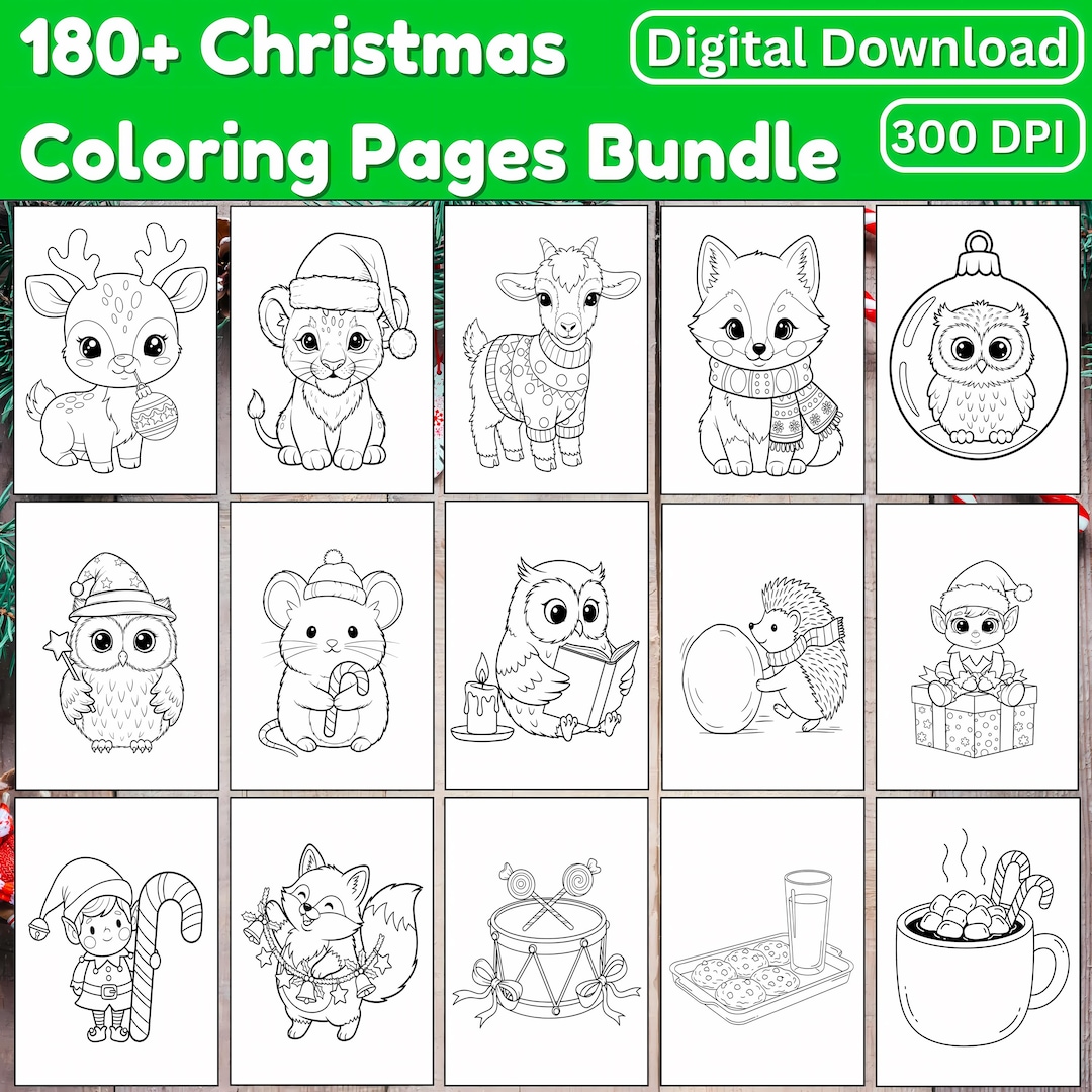 180+ Christmas & Winter Holidays Coloring Book Pages- Adults, Kids ...