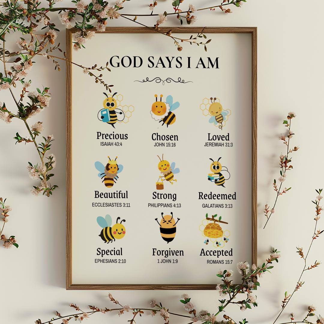 Bumblebee Christian Affirmations Print | Watercolor Nursery Art ...