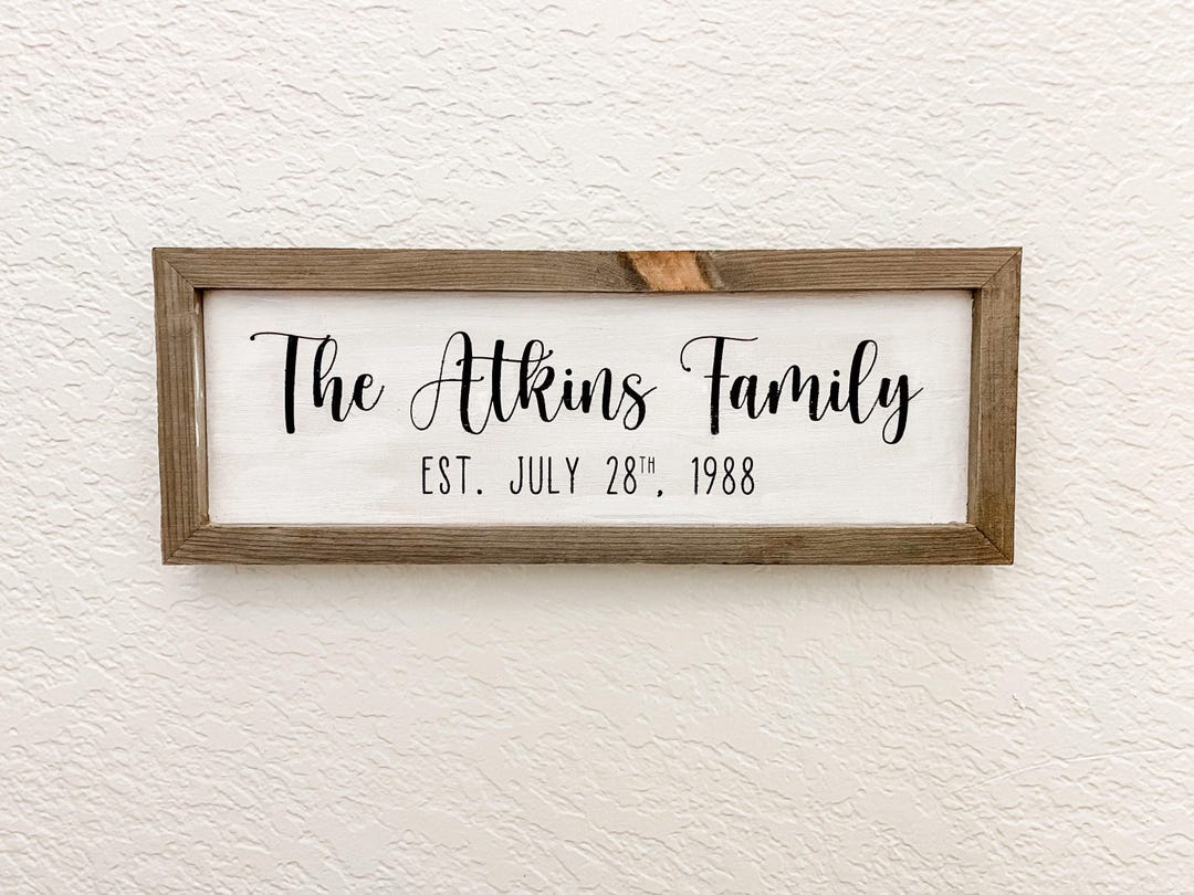 Family Sign With Established Date Custom Framed Family Sign - Etsy