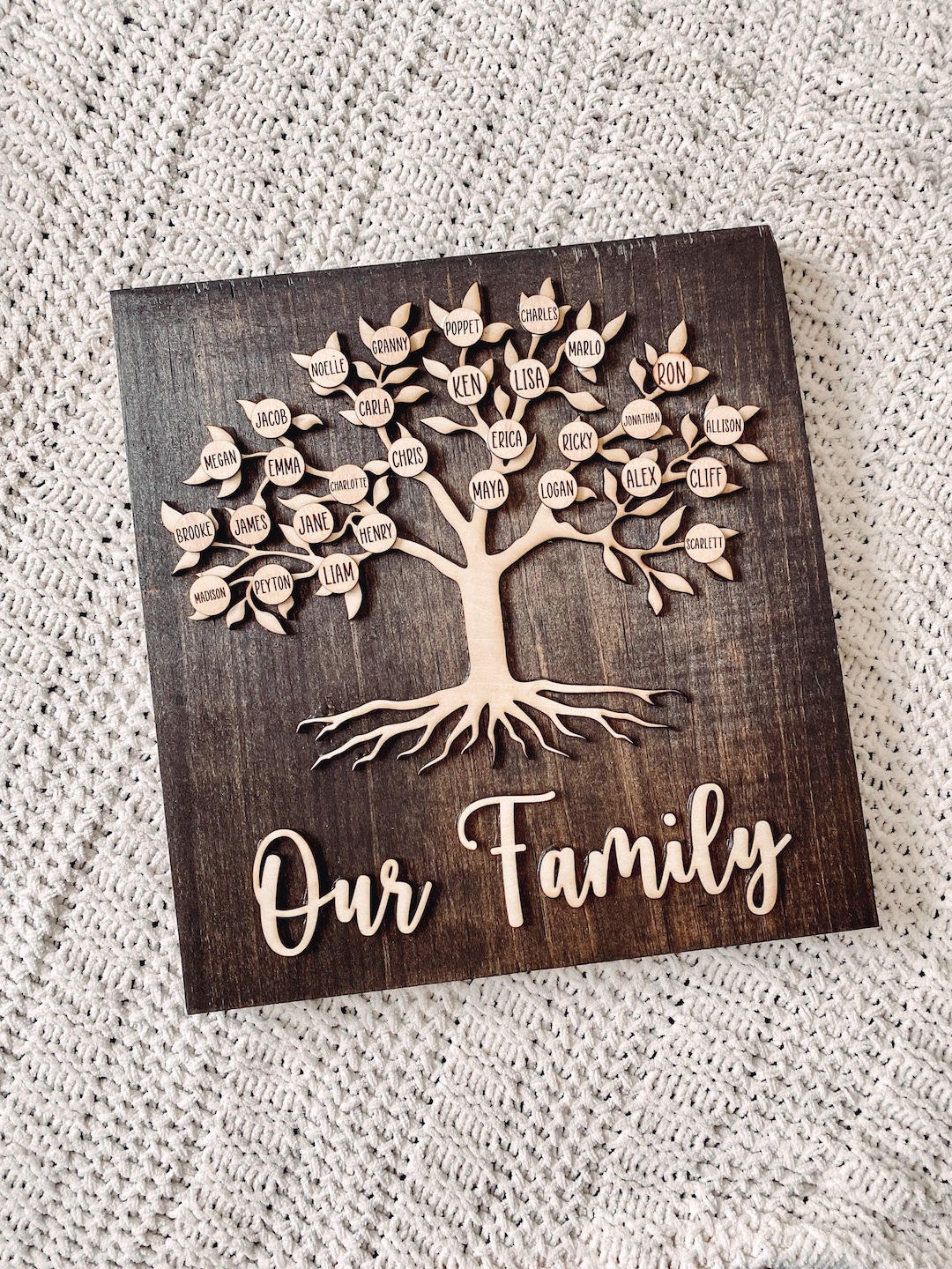 Our Family Personalized Laser Cut Family Tree With Family Names - Etsy