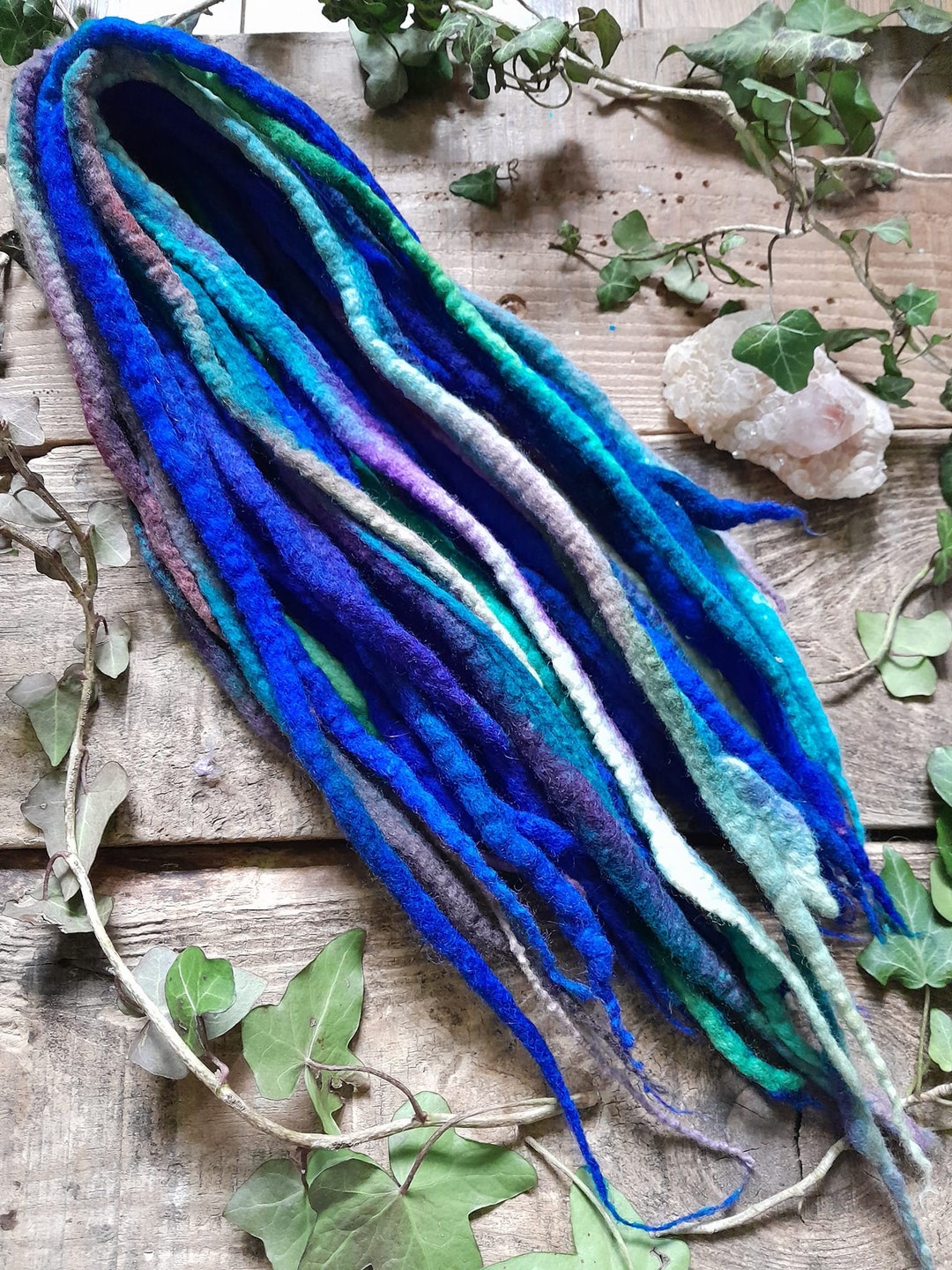 Set of 20 Double Ended DREADLOCKS Blue Green Sea Rainbow Hand Dyed DE ...