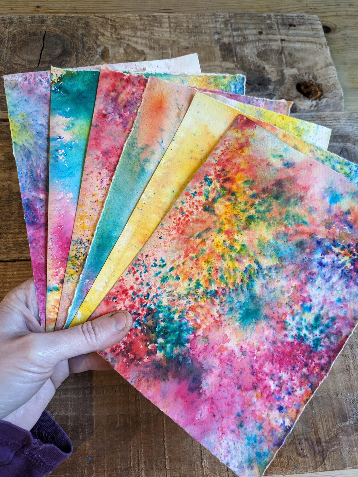 Rainbow Hand Dyed Card Art Journal Mixed Media Collage Paper Scrap Junk ...