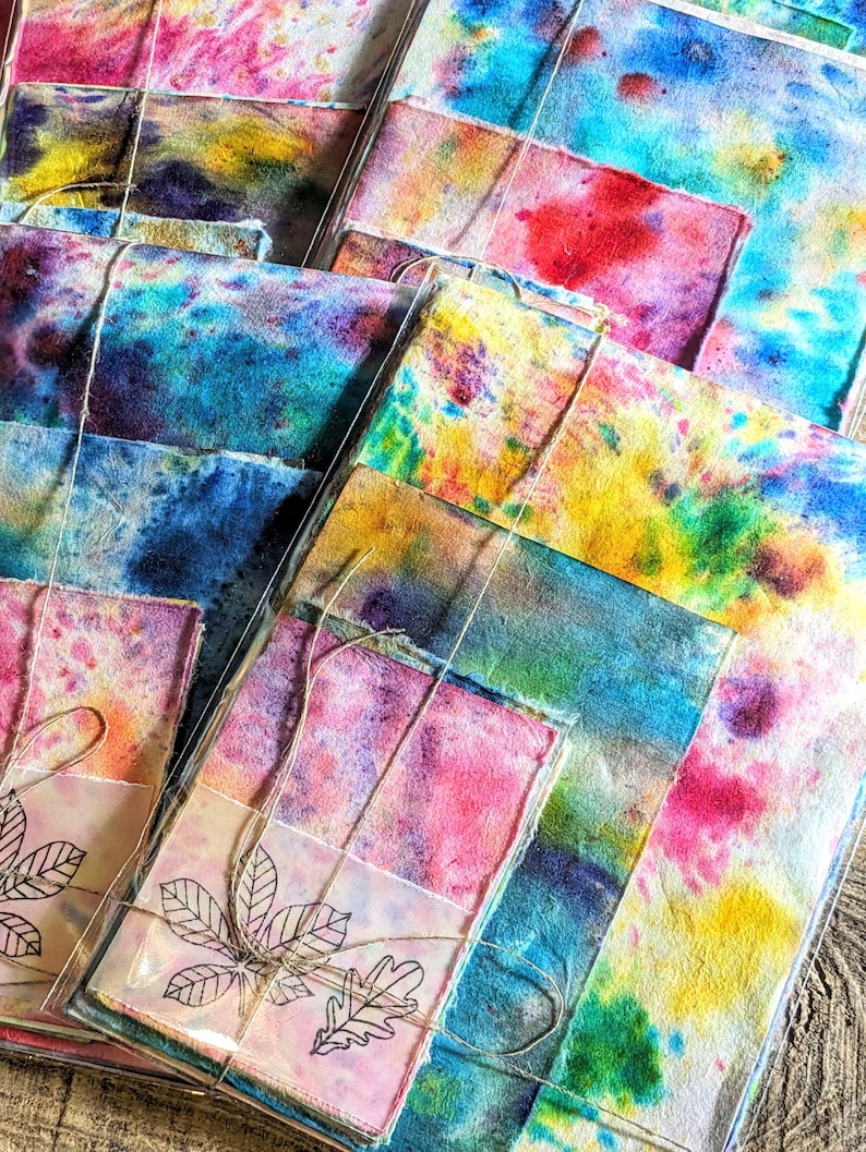 Hand Dyed Collage Papers Handmade Paper Art Journal Rainbow Tie Dye ...