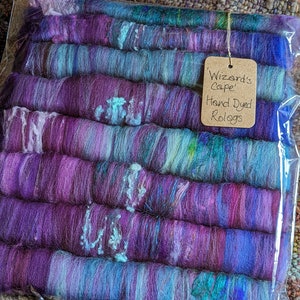 Hand Dyed Rolags Spinning Fiber Fibre Rolag Roving Merino Wool Recycled ...