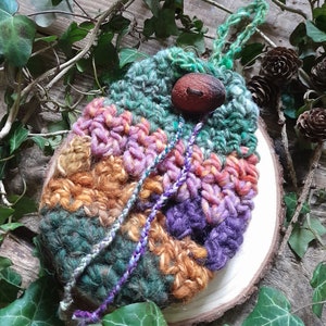 Belt Pouch Bag Crochet Woodland Pixie Purse Psy Trance Festival Wool Silk Crocheted Hip Bag ...