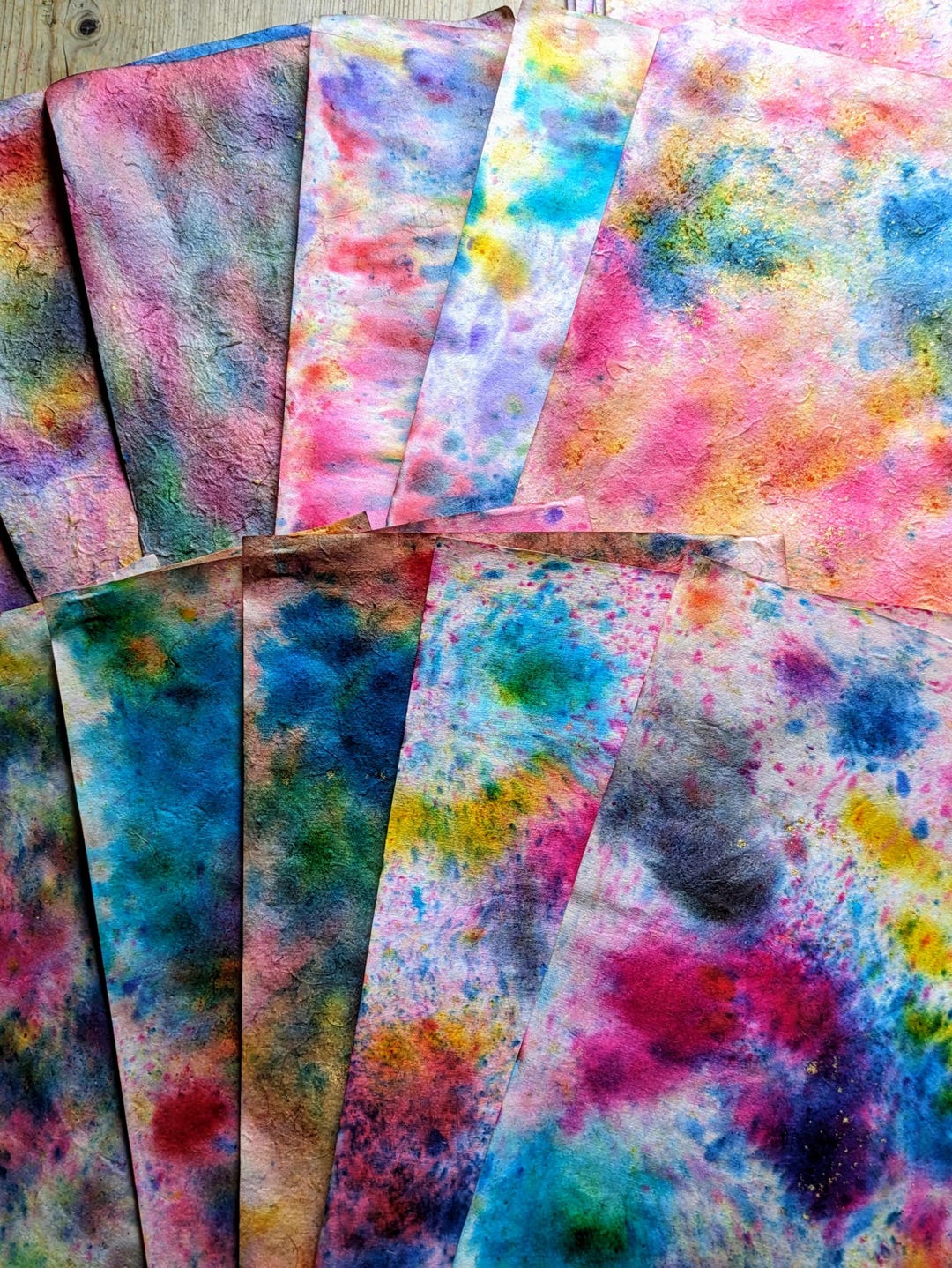 Rainbow Hand Dyed Collage Paper Art Journal Mixed Media Scraps Scrap ...