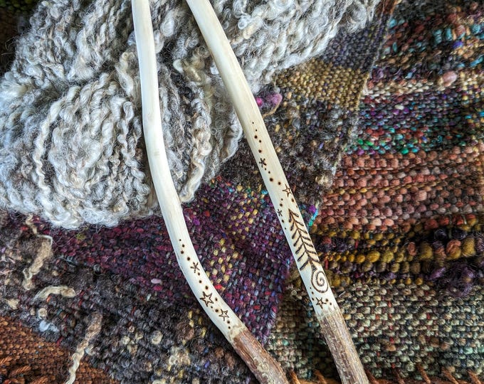 Hand Carved Crochet Hook Wooden Handmade Spiral Ferns Forest Wild ...