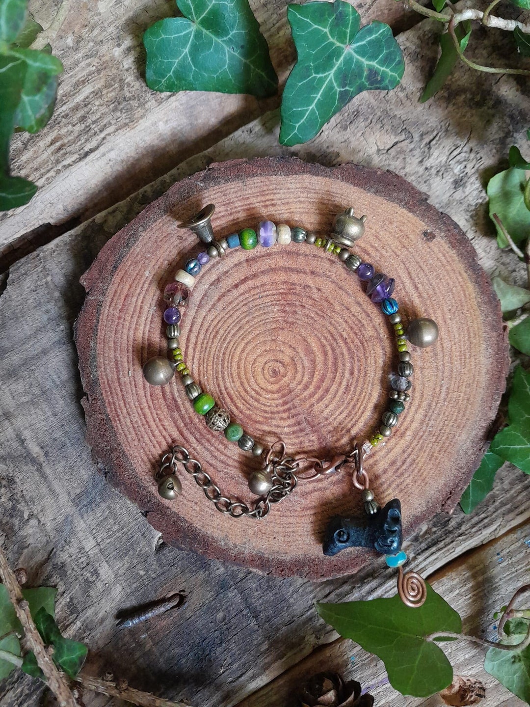Witch Crow Cauldron Charm Bracelet Magical Forest Jewelry Woodland ...