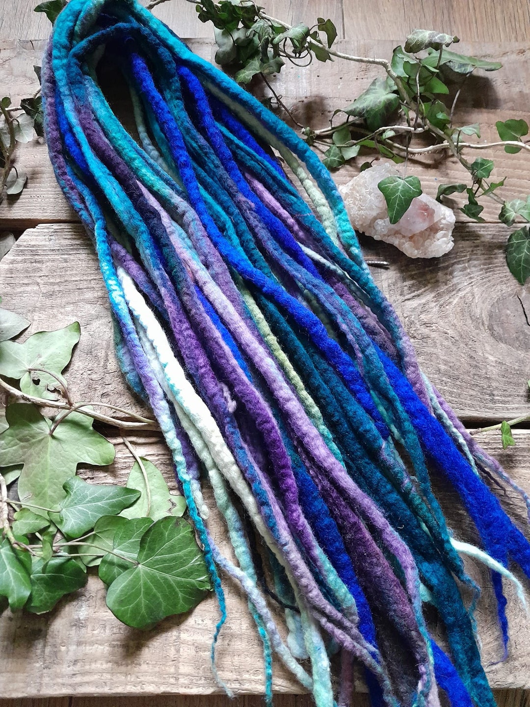 Set of 20 Double Ended DREADLOCKS Blue Green Sea Rainbow Hand Dyed DE ...