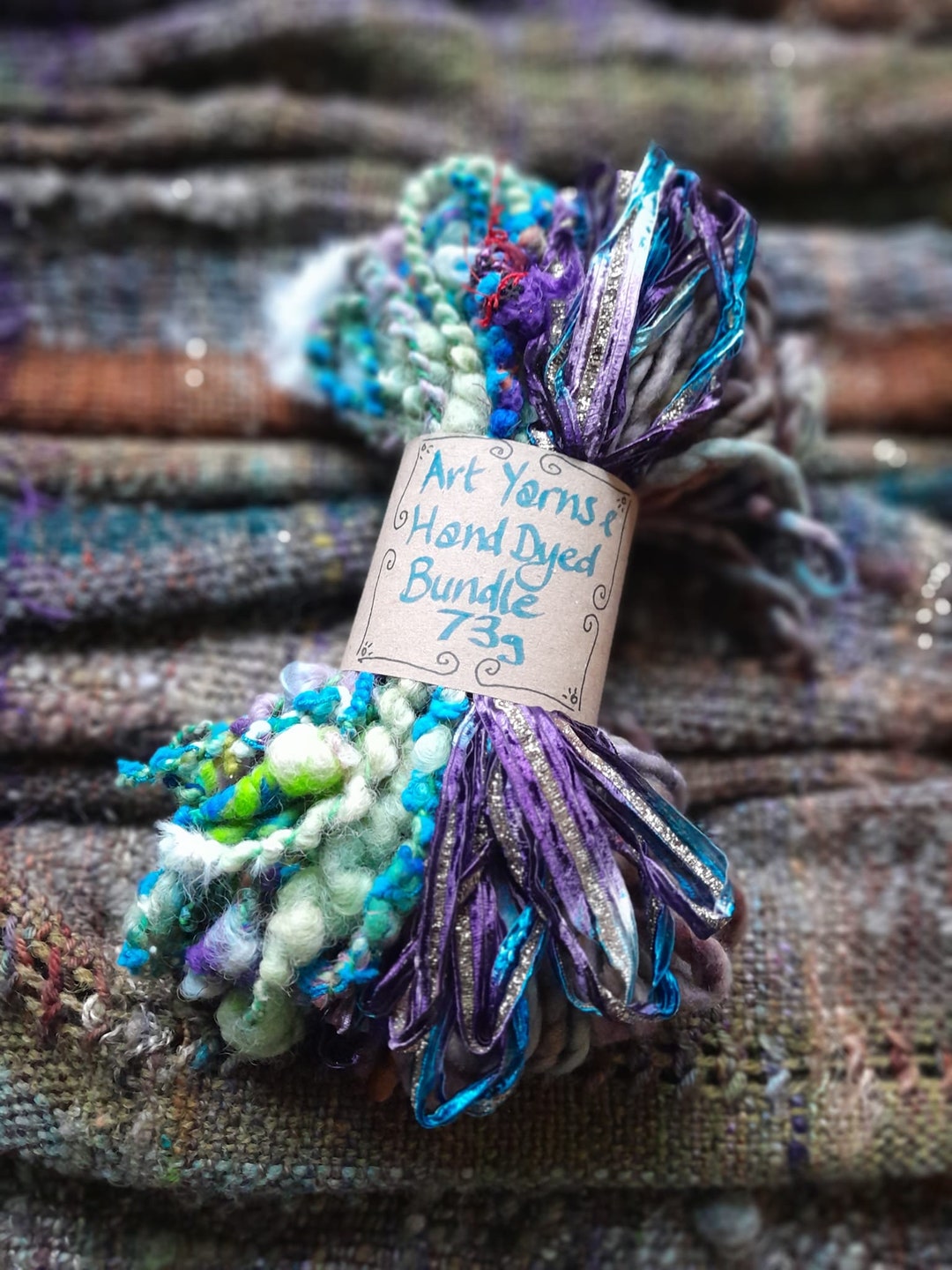 ART YARNS BUNDLE Handspun Bulky Hand Dyed Yarns Recycled Scrap Yarn ...