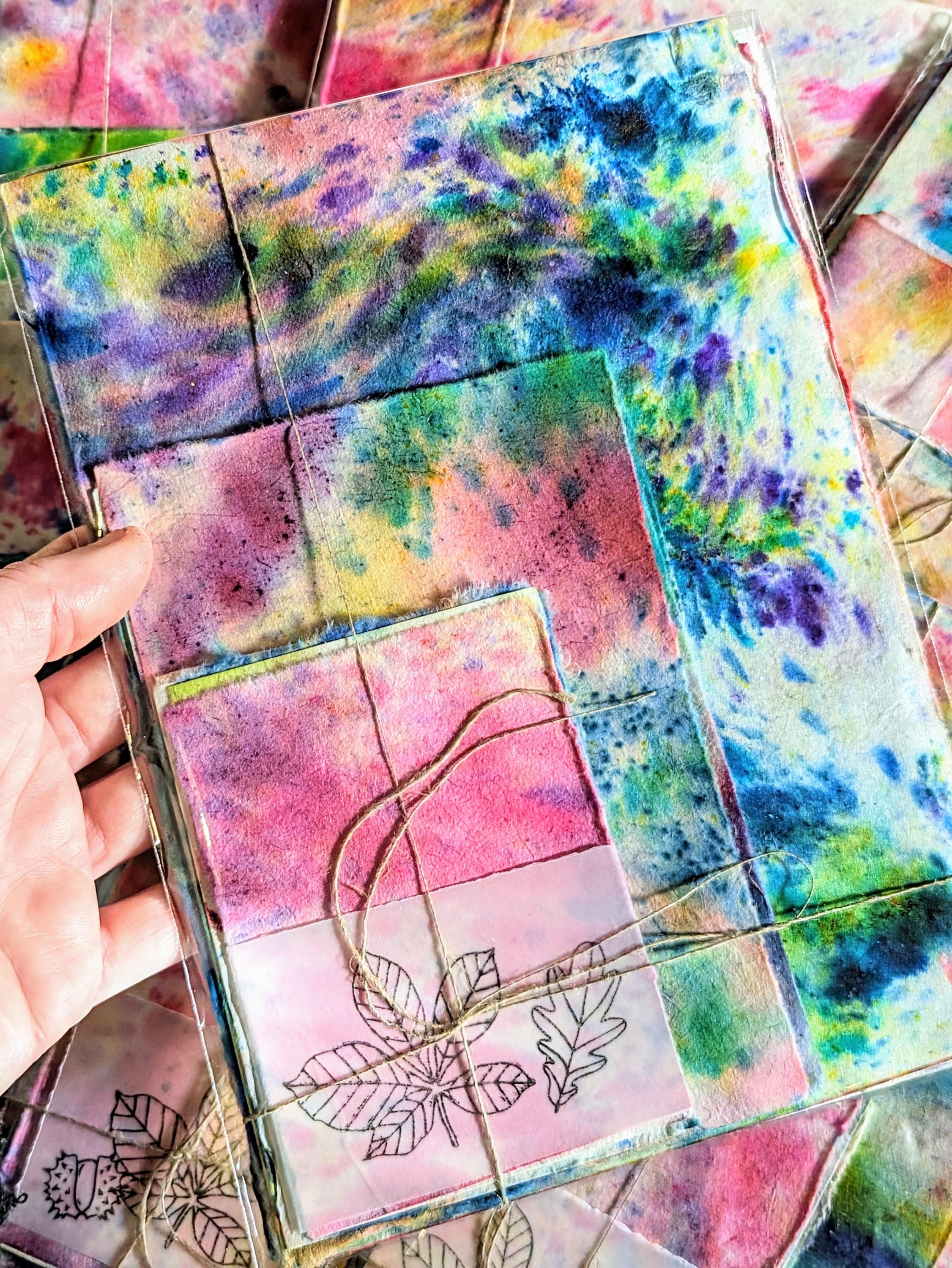 Hand Dyed Collage Papers Handmade Paper Art Journal Rainbow Tie Dye ...