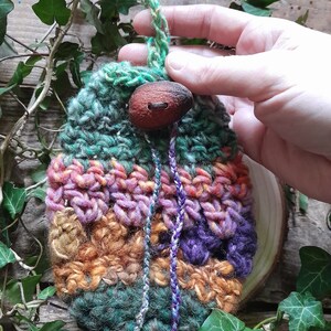 Belt Pouch Bag Crochet Woodland Pixie Purse Psy Trance Festival Wool Silk Crocheted Hip Bag ...