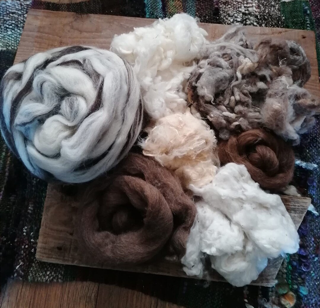 250g Natural Fibres Texture Pack Scoured Lambswool Soya Staple Fiber ...