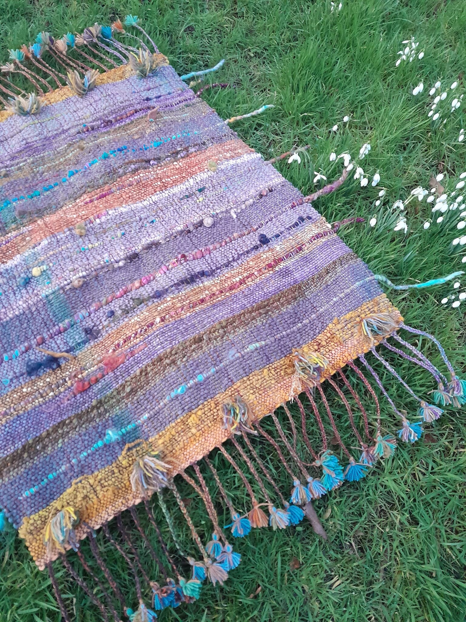 Handwoven Rug Magic Carpet Woven Handspun Art Yarn Weaving Plant Dyed ...
