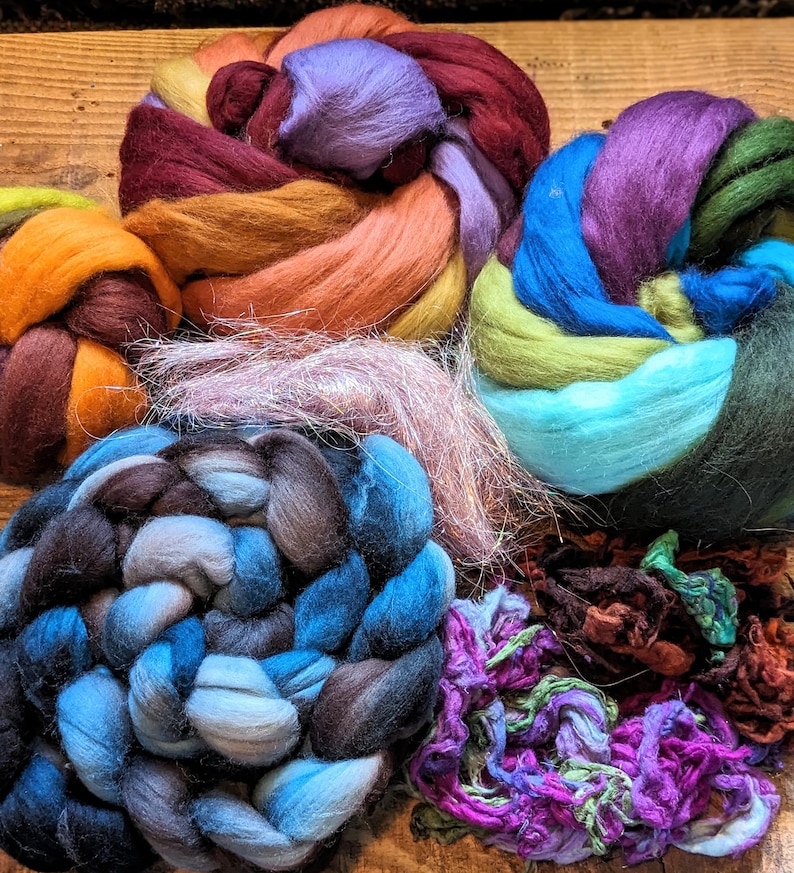 Big Fiber Goodie Bag - Random Colours Spinning Fibre Hand Dyed Merino ...