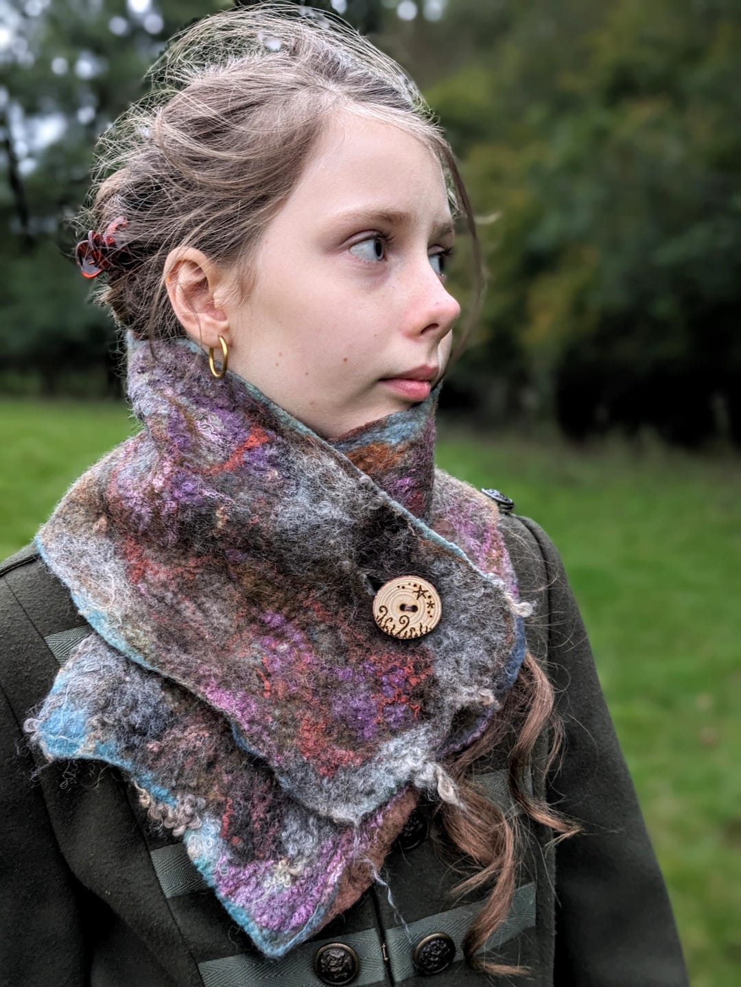 Hand Felted Scarf Neck Wrap Felt Neckwarmer Shawl Merino Wool Recycled ...