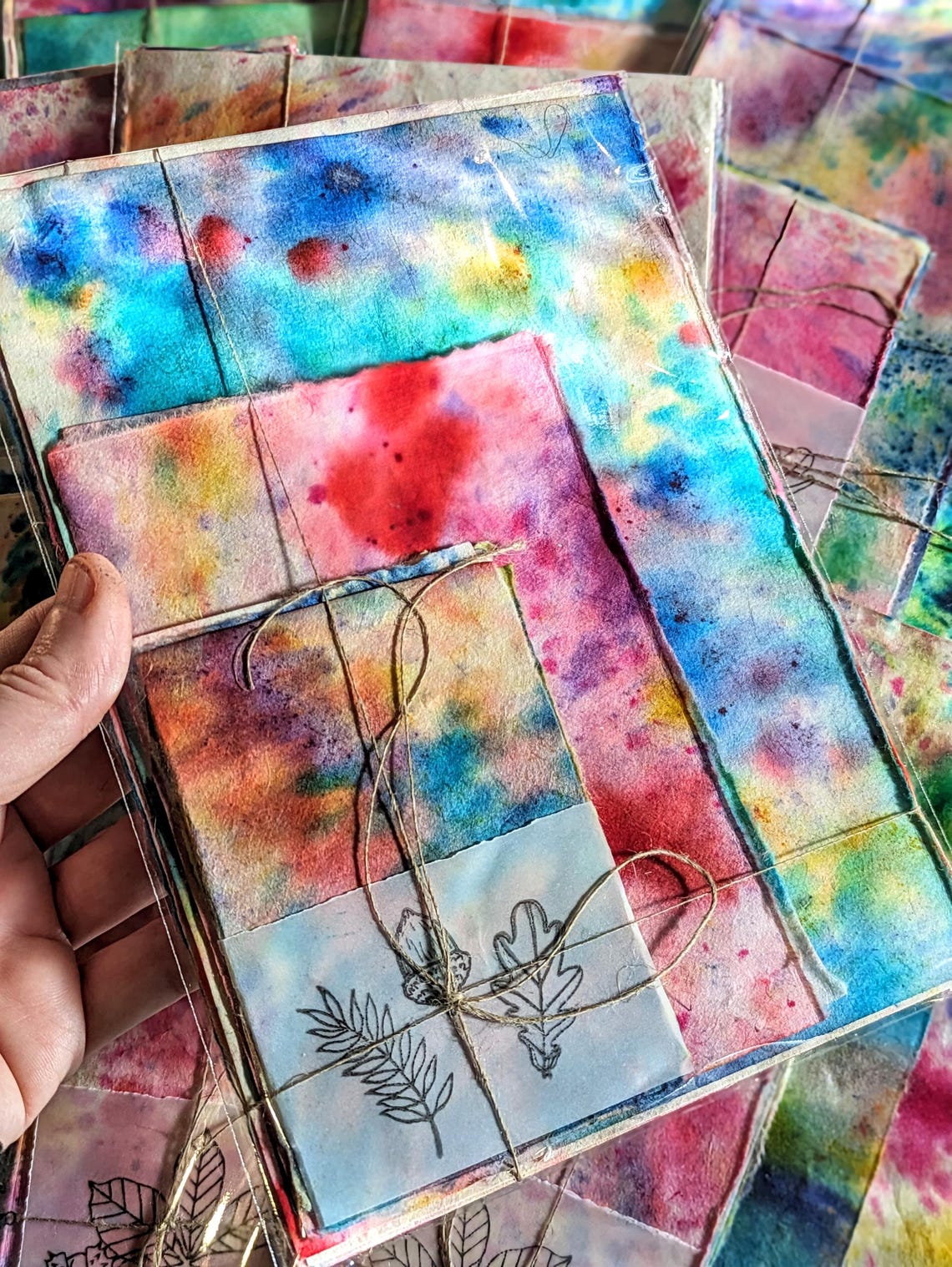 Hand Dyed Collage Papers Handmade Paper Art Journal Rainbow Tie Dye ...