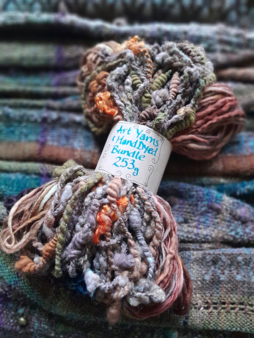 ART YARNS BUNDLE Handspun Bulky Hand Dyed Yarns Recycled Scrap Yarn ...