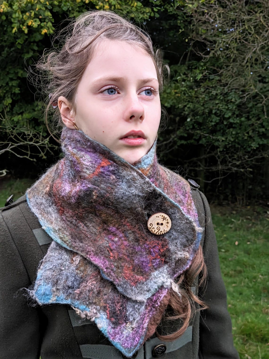 Hand Felted Scarf Neck Wrap Felt Neckwarmer Shawl Merino Wool Recycled ...
