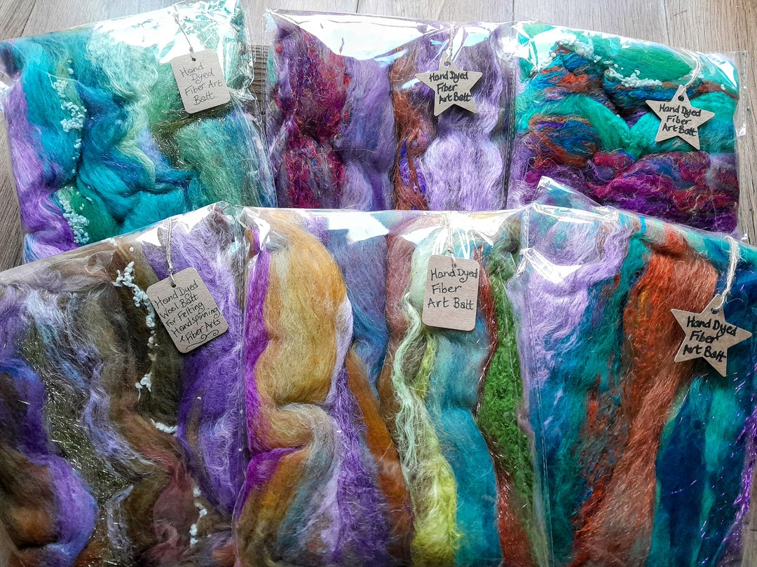 Hand Dyed ART BATT Spinning Fiber Carded Batts Handspinning Supplies ...