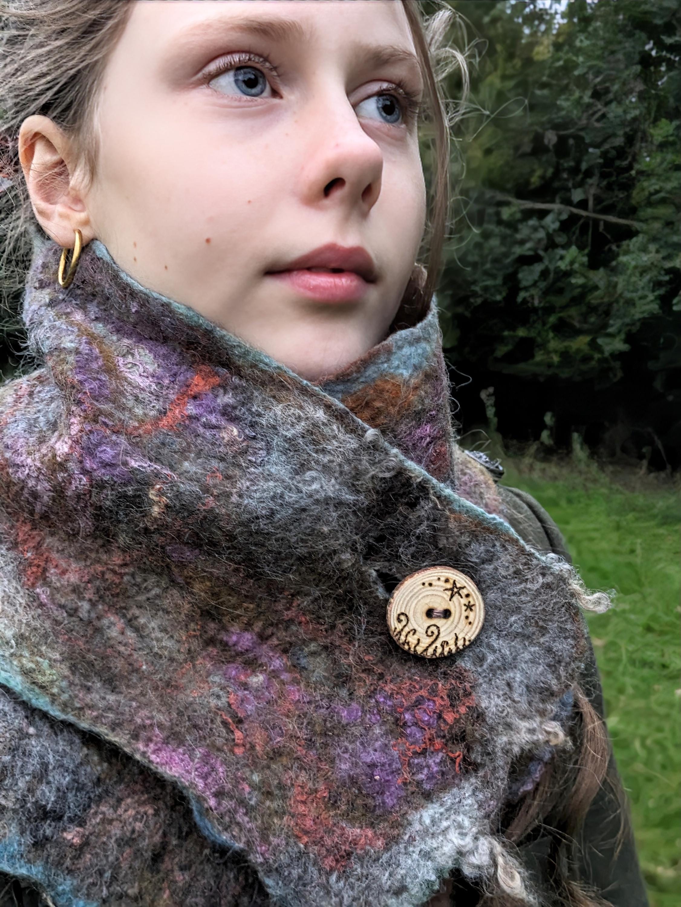 Hand Felted Scarf Neck Wrap Felt Neckwarmer Shawl Merino Wool Recycled ...