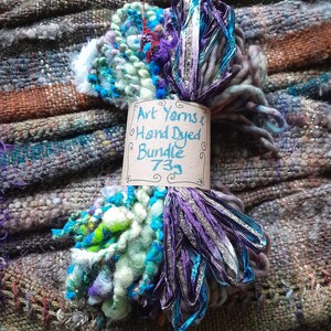ART YARNS BUNDLE Handspun Bulky Hand Dyed Yarns Recycled Scrap Yarn ...
