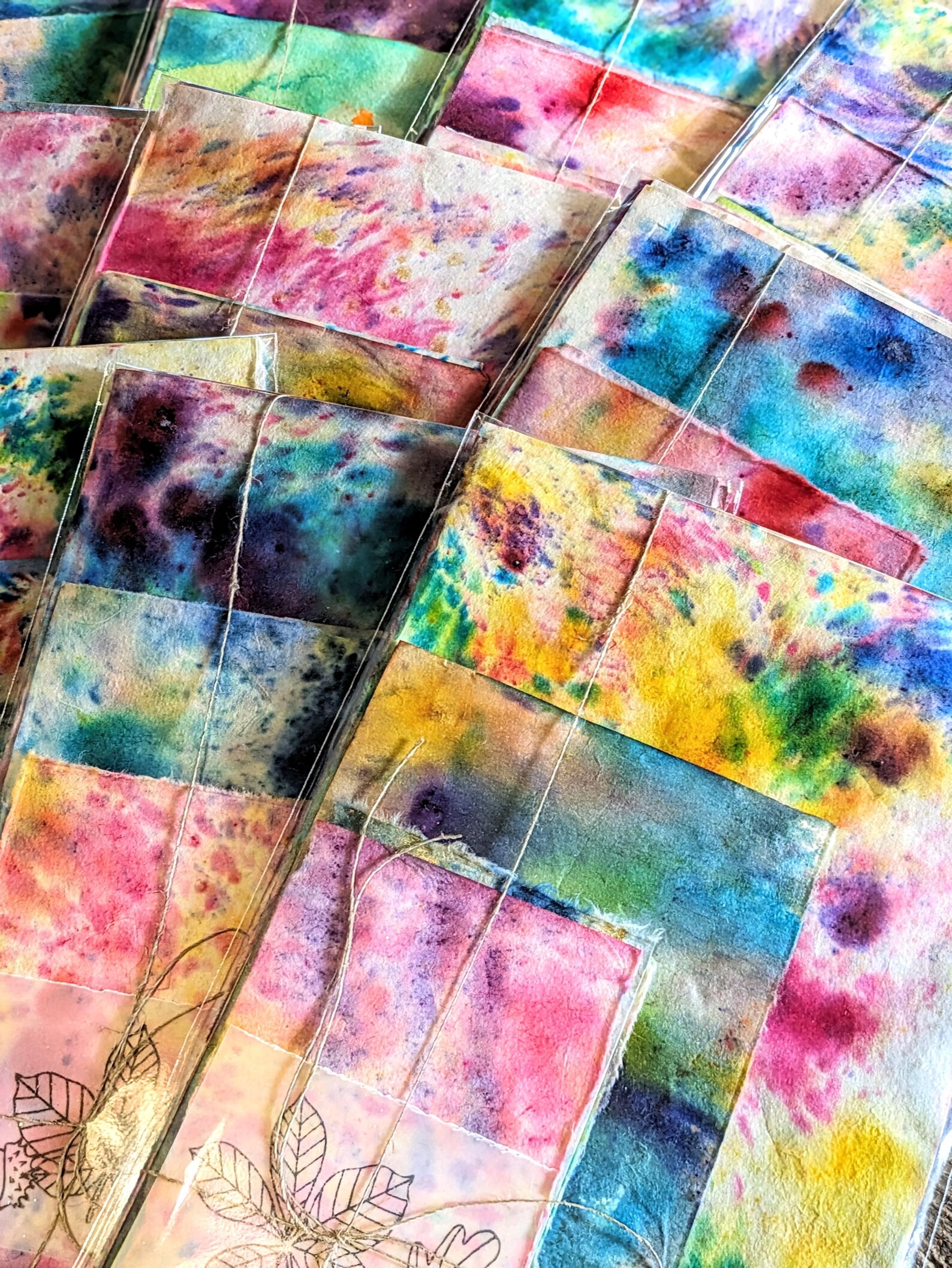 Hand Dyed Collage Papers Handmade Paper Art Journal Rainbow Tie Dye ...