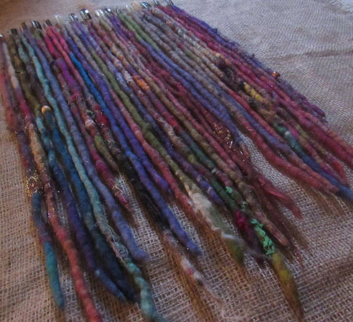 Clip in Dreadlock ONE PAIR Short Length Felted Wool Dreads Dread Clip ...